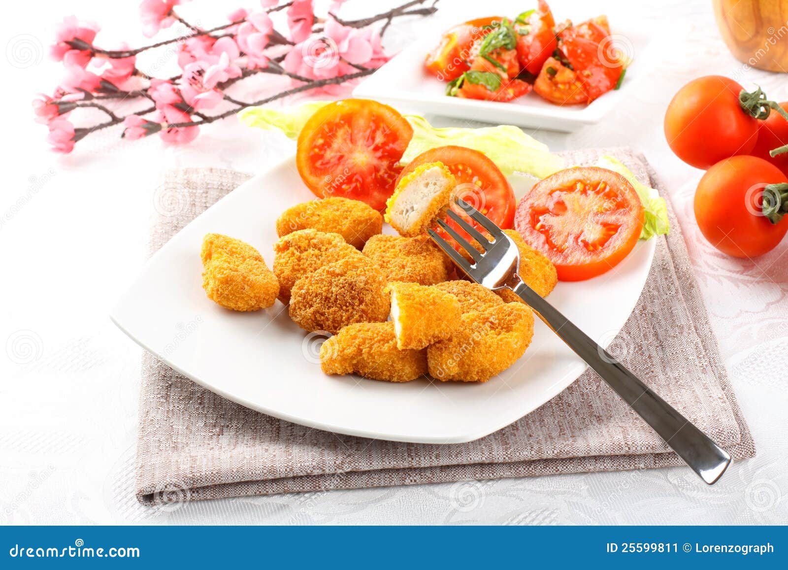 Chicken nuggets on dish stock image. Image of fattening - 25599811