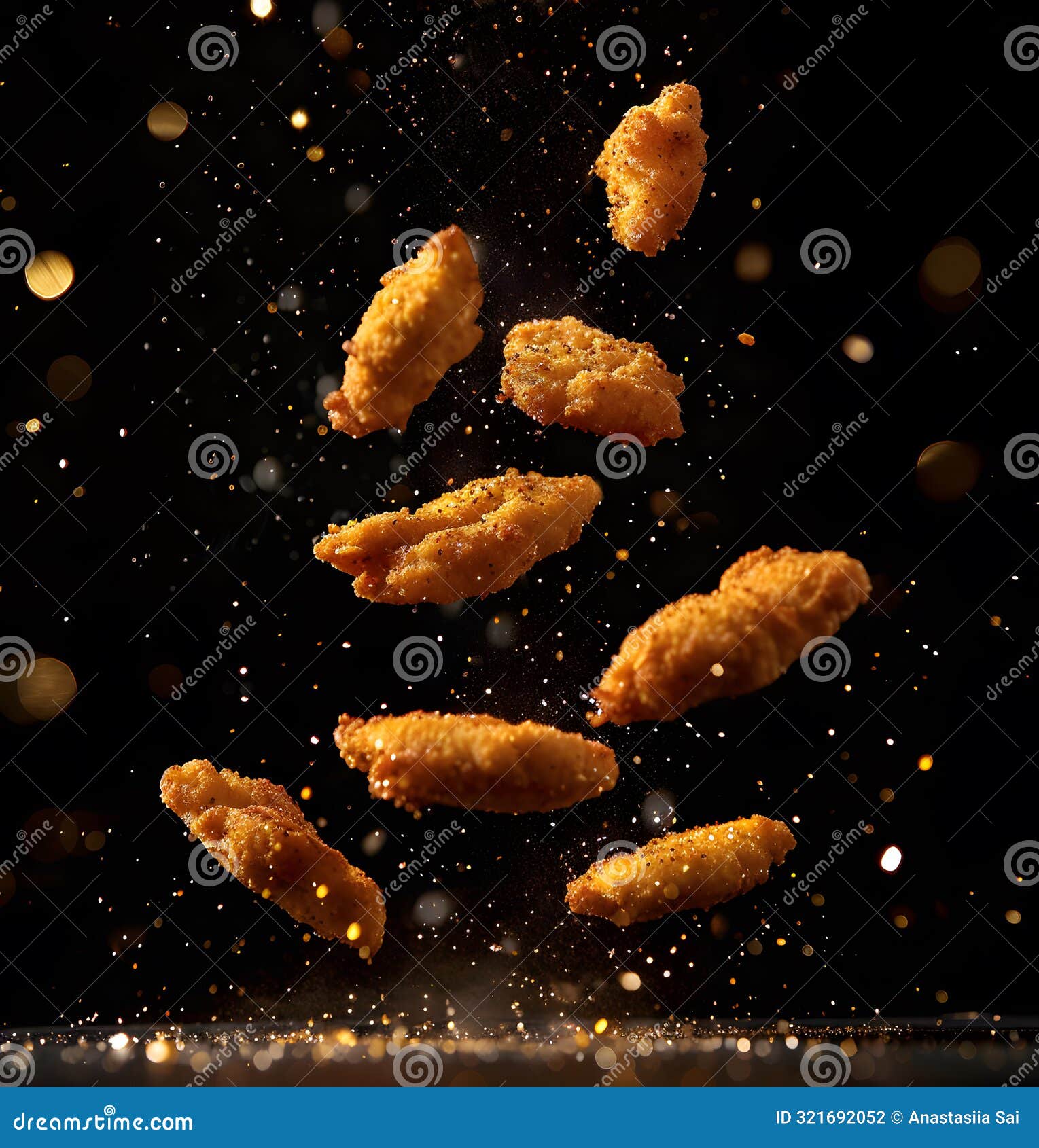 Chicken Nuggets Flying in the Air Stock Photo - Image of ingredient ...