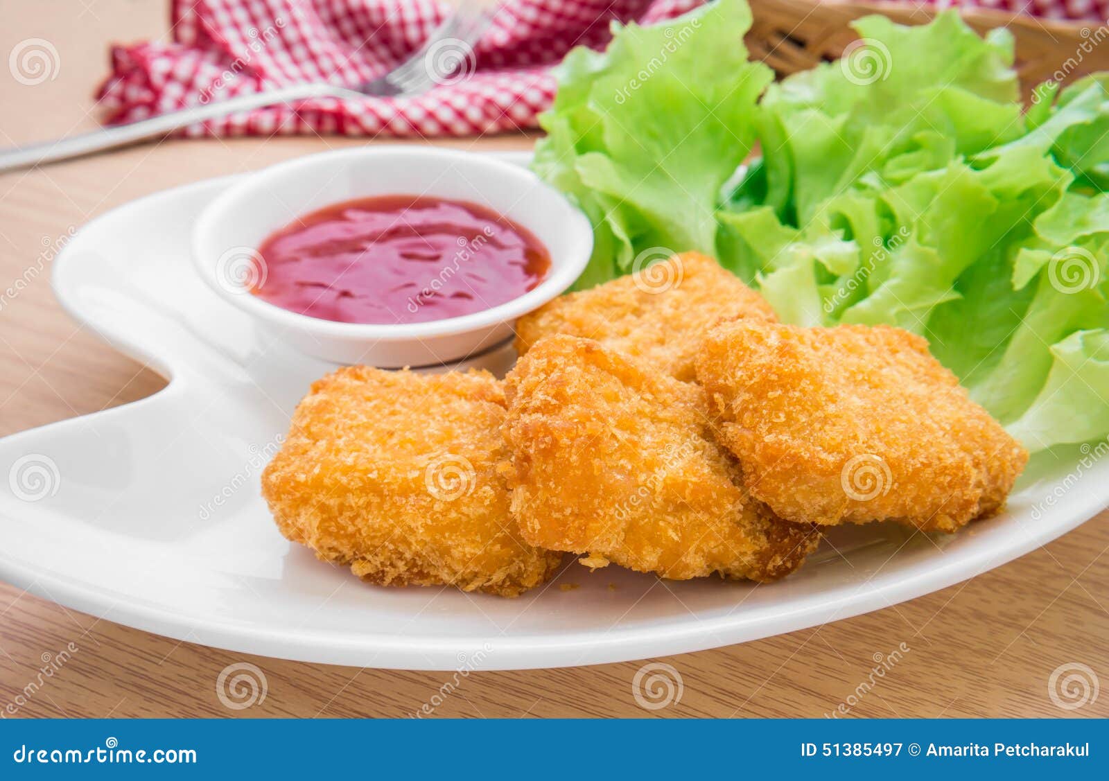 Chicken Nuggets with Ketchup on Plate Stock Image - Image of fork ...