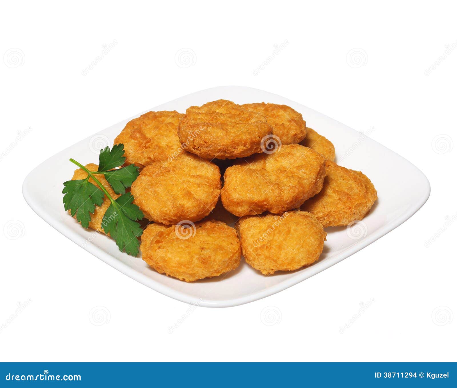 Chicken Nuggets in Plate Isolated Stock Photo - Image of breast ...