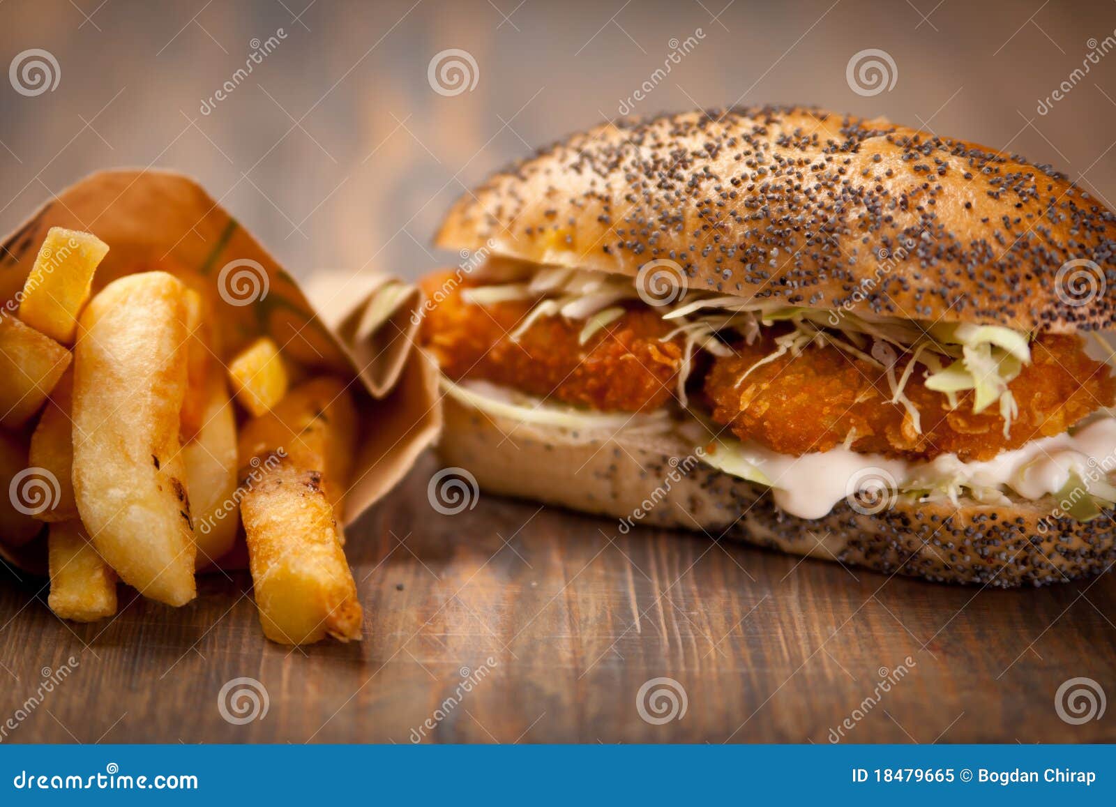 Chicken nuggets sandwich stock image. Image of potato - 18479665