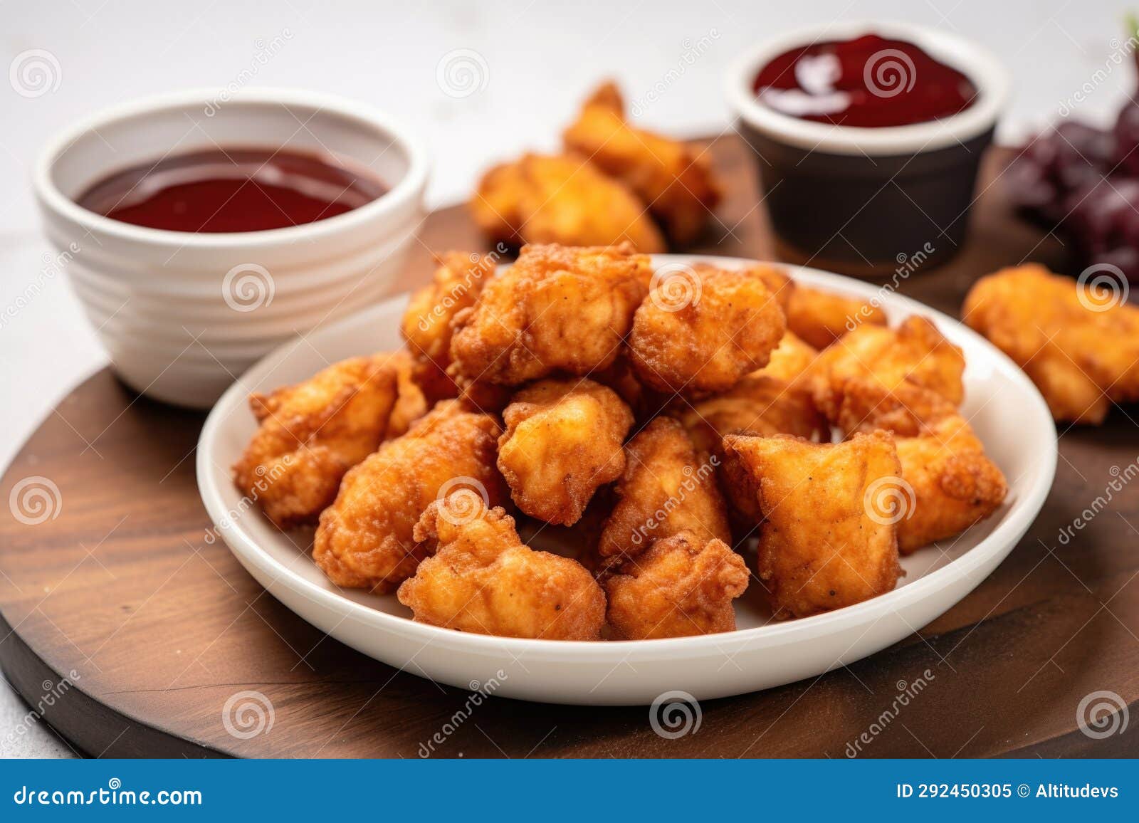Chicken Nuggets with a Small Bowl of Bbq Sauce Stock Image - Image of ...