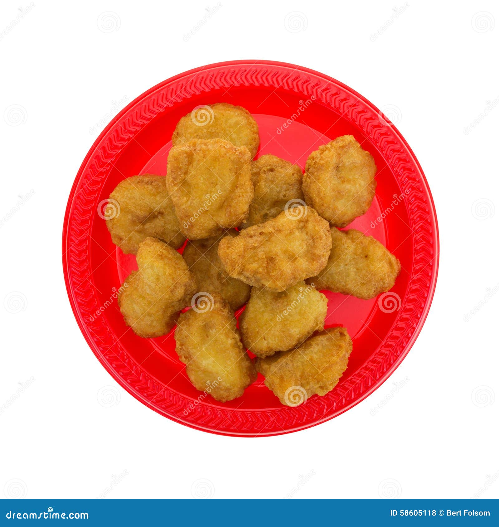 Chicken Nuggets on a Small Red Plate Stock Photo - Image of food ...