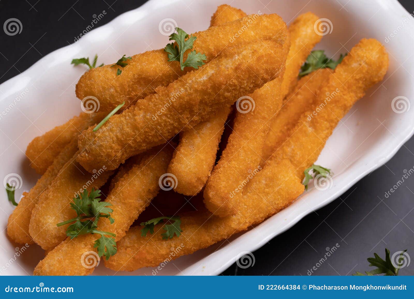 Chicken Nuggets Sticks in a Cup on Black Background Stock Photo - Image ...