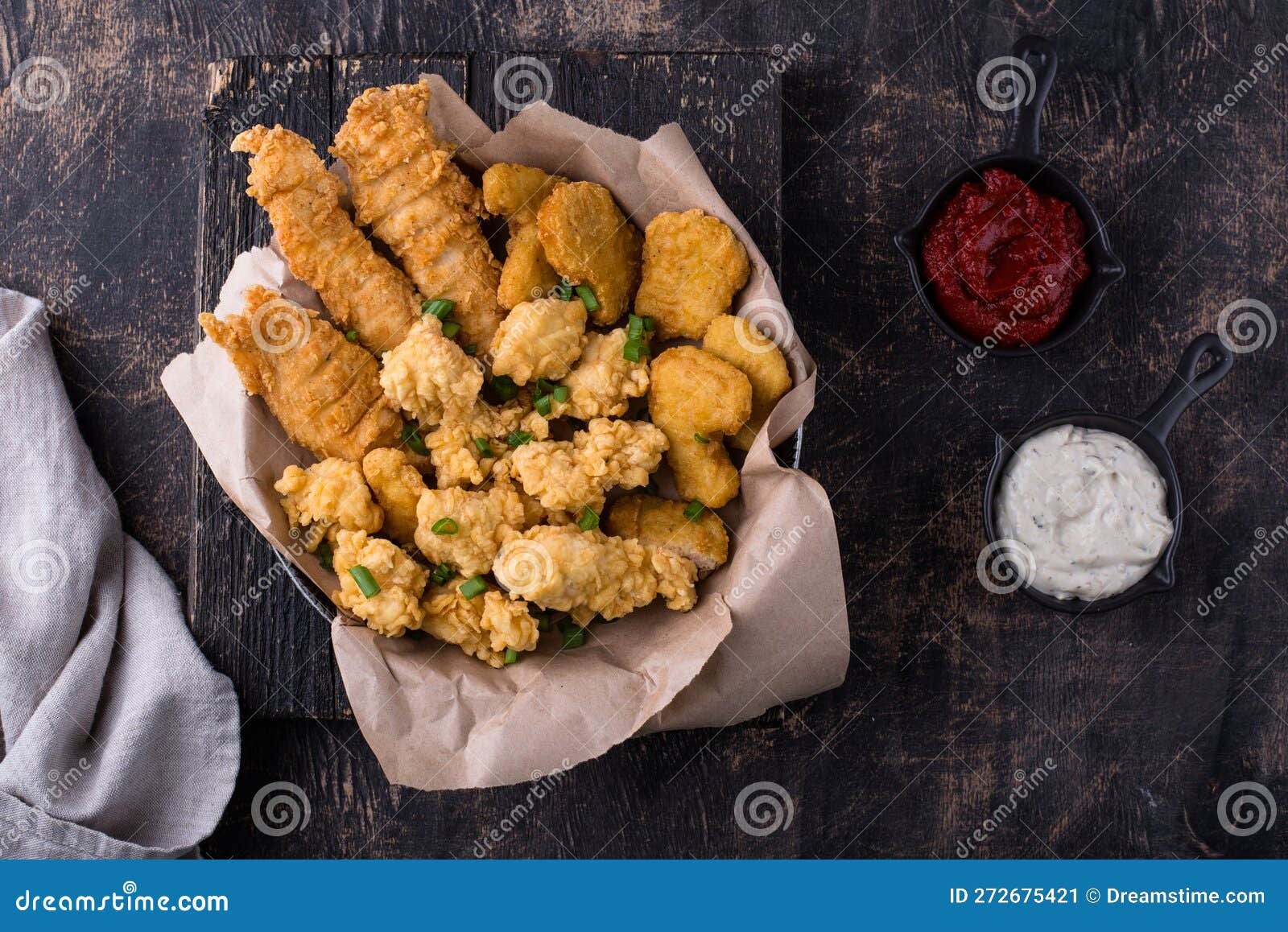 Chicken Nuggets, Strips and Bites Stock Image - Image of pieces, marble ...