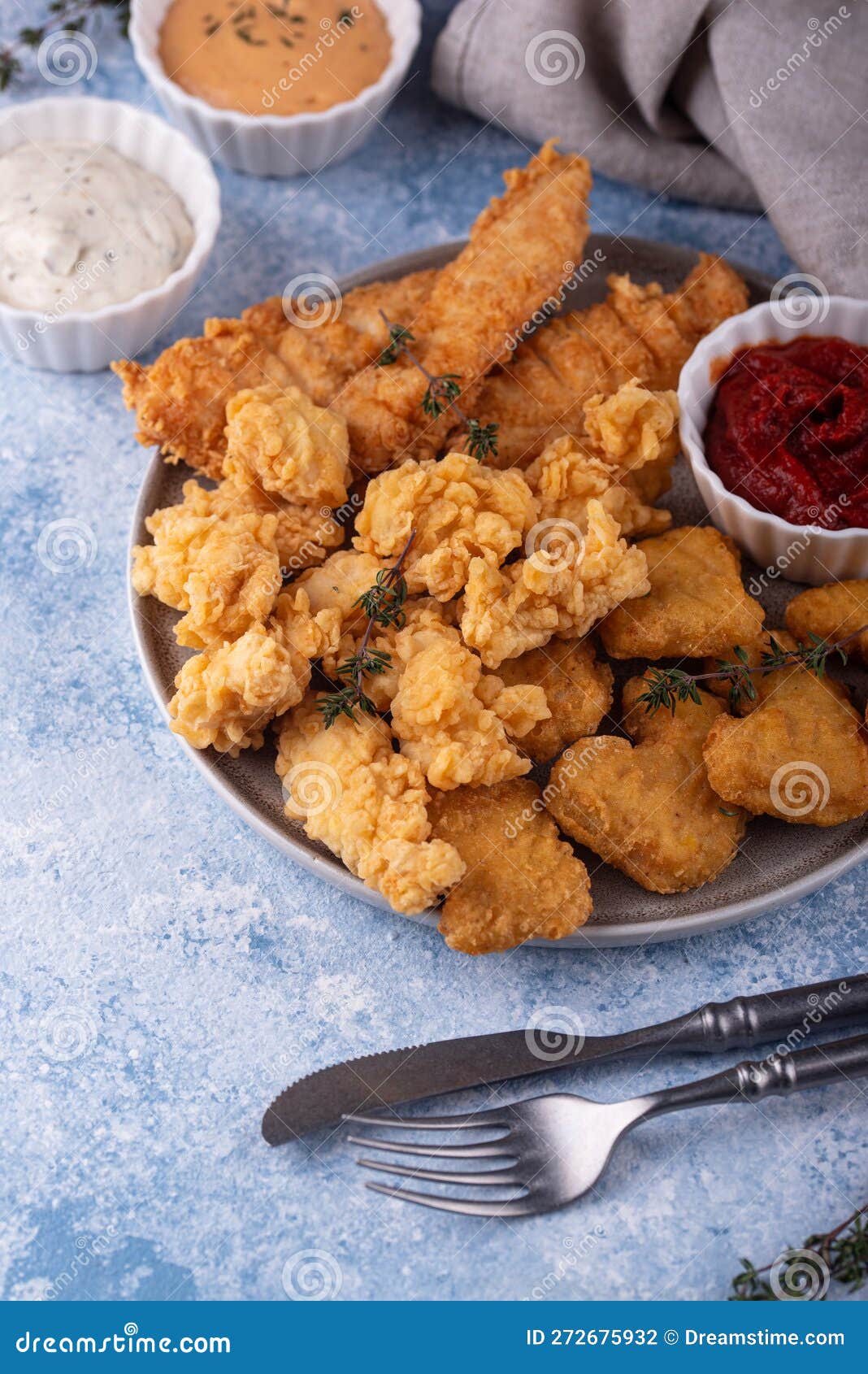 Chicken Nuggets, Strips and Bites Stock Photo - Image of barbecue ...