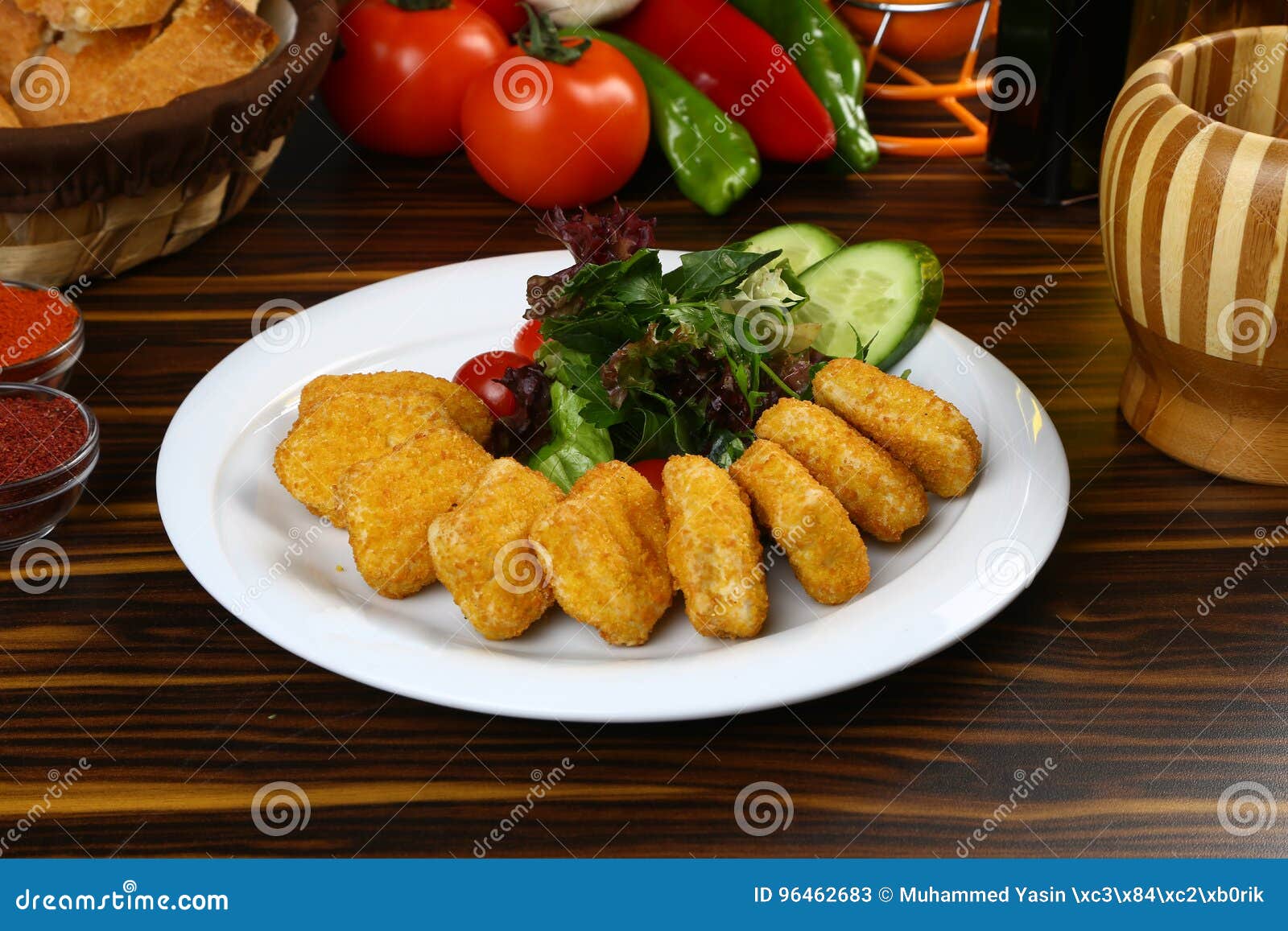 Chicken Nuggets with Vegetables Stock Image - Image of chips, crispy ...