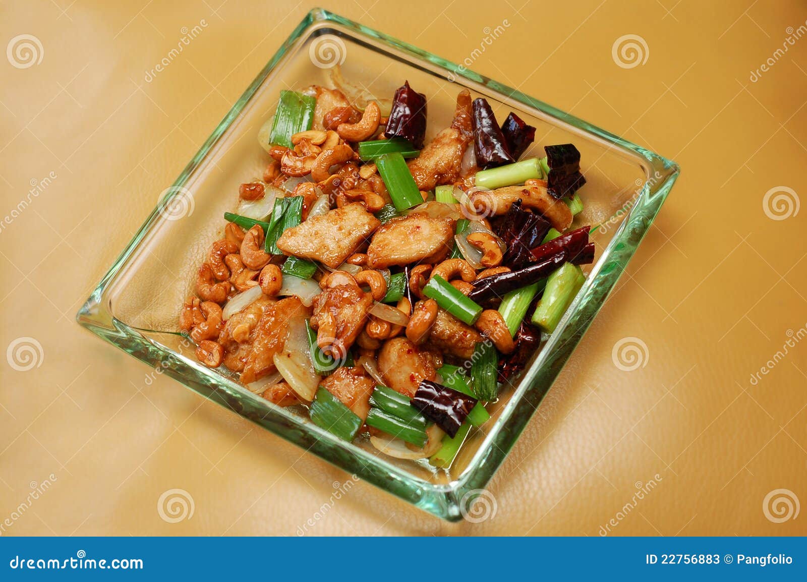 Chicken with nuts stock image. Image of asia, green, plate - 22756883