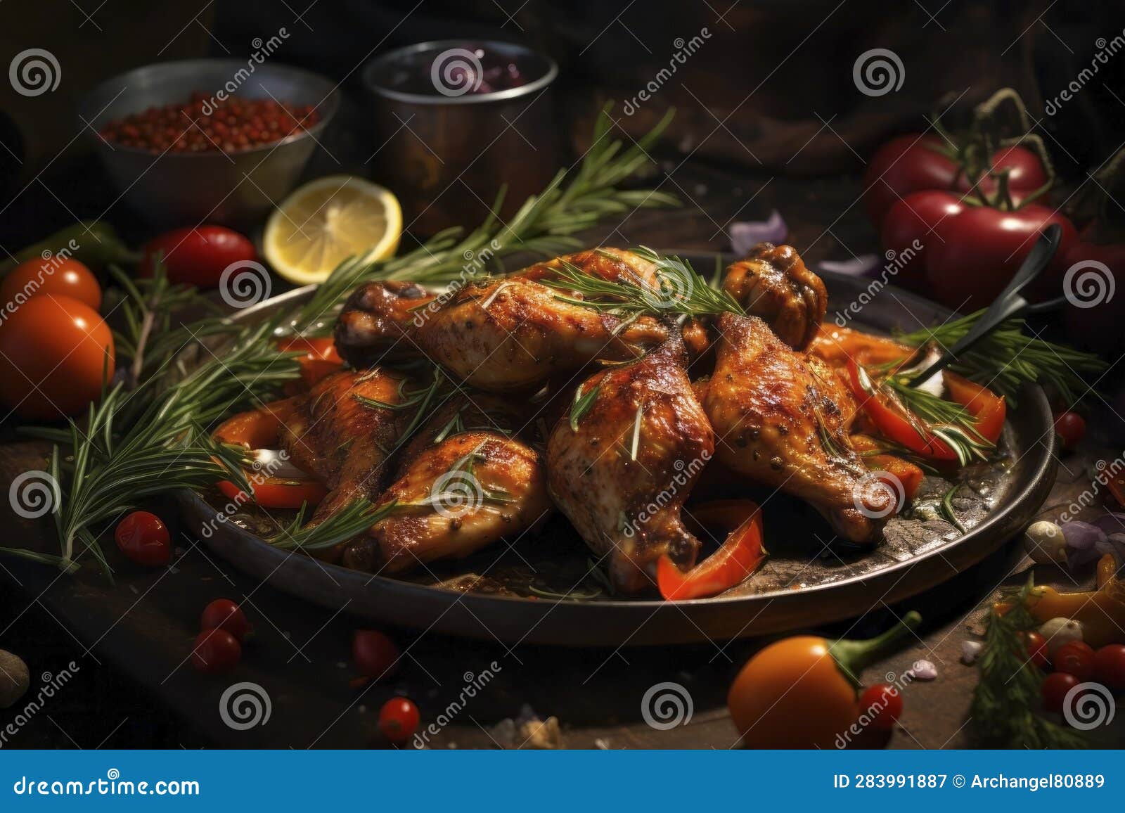 Chicken Out of the Oven. Generative AI Stock Illustration ...