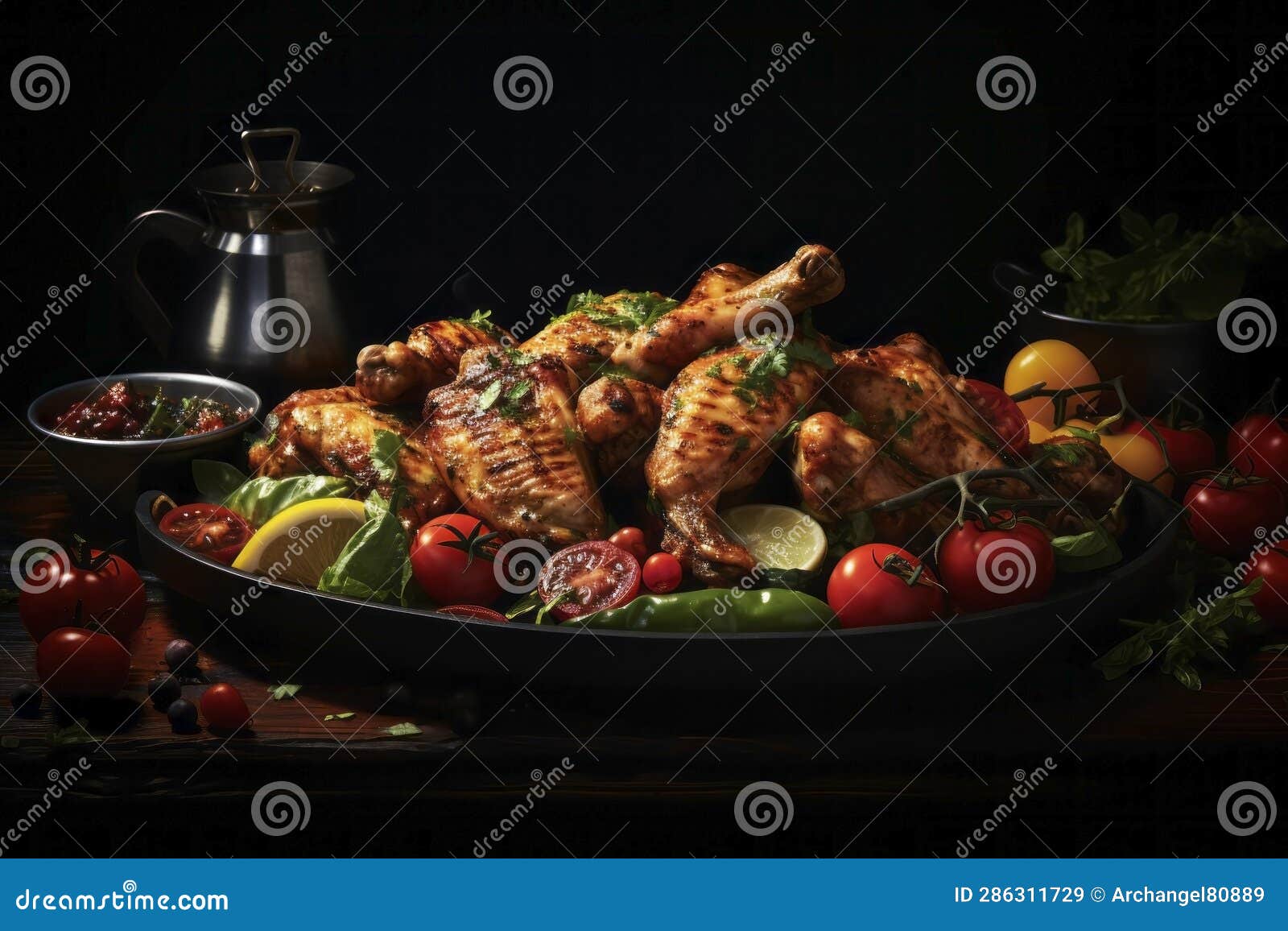 Chicken Out of the Oven. Generative AI Stock Image - Image of cheese ...
