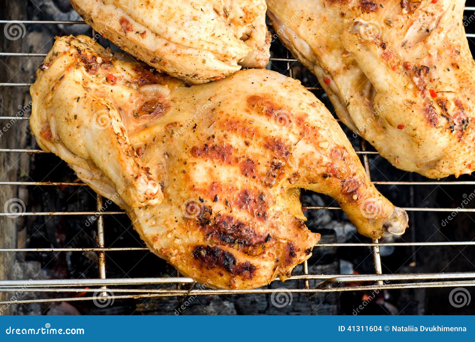 Chicken over a fire stock photo. Image of fire, frying - 41311604