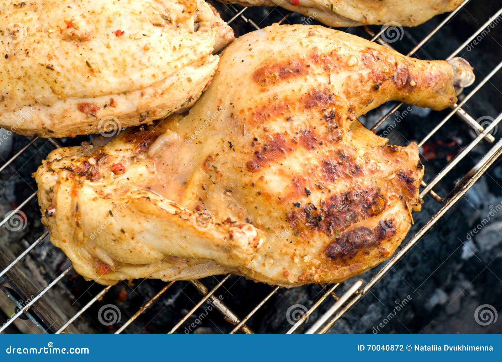 Chicken over a fire stock photo. Image of burning, kebab - 70040872