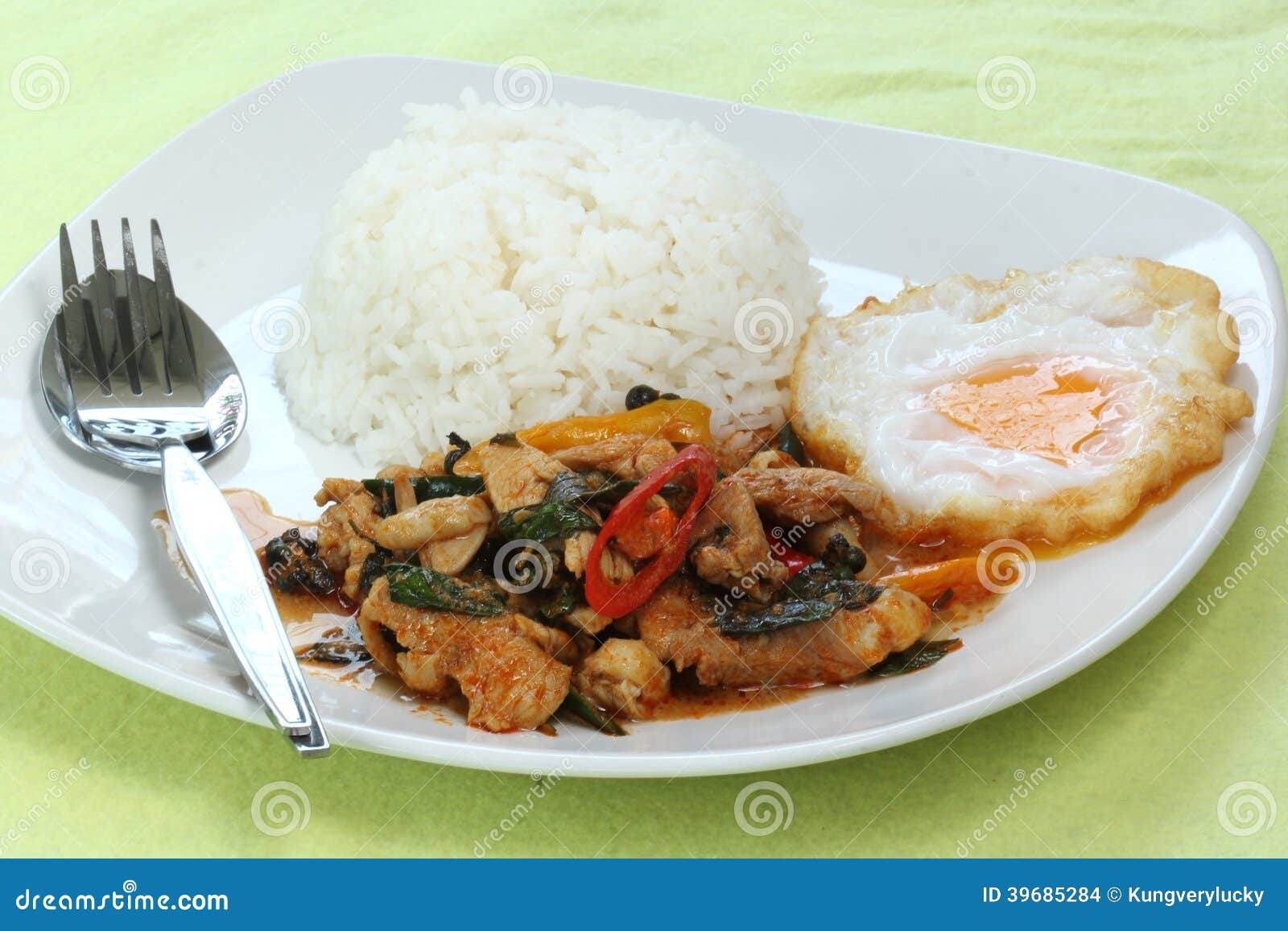 Chicken Panang Curry with Rice Anf Fried Egg Stock Photo - Image of ...