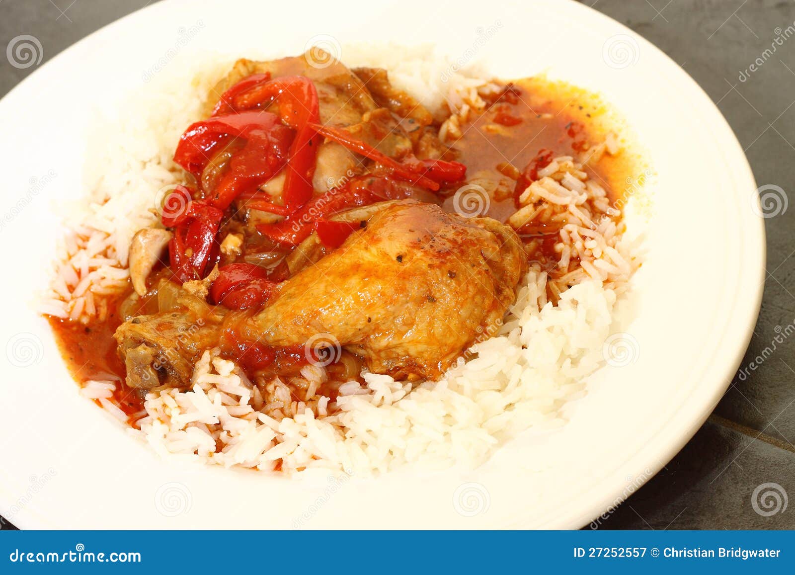 Chicken Paprika with Rice B Stock Image - Image of rice, pepper: 27252557