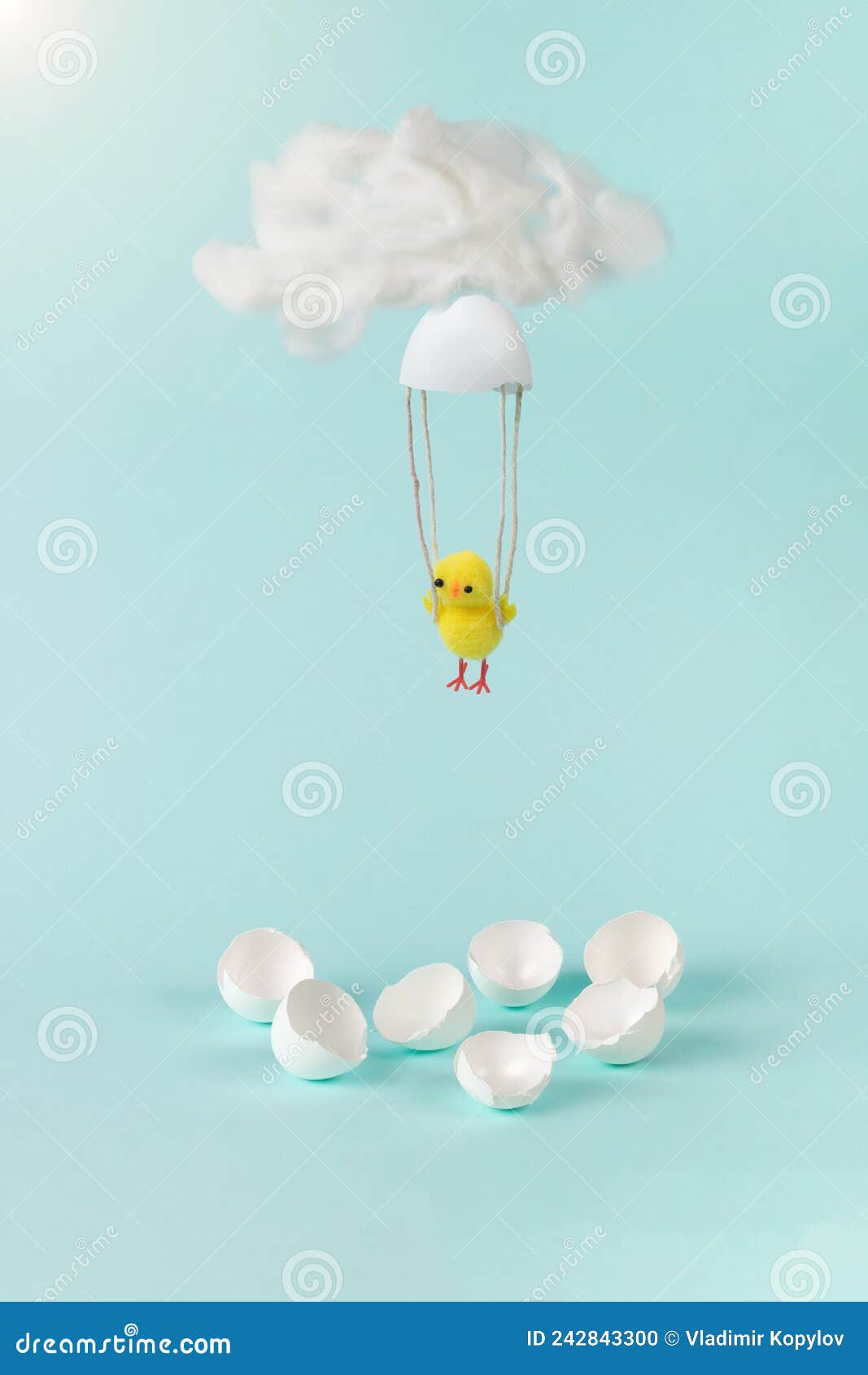 A Chicken Parachuting Out of an Egg Stock Photo - Image of creative ...