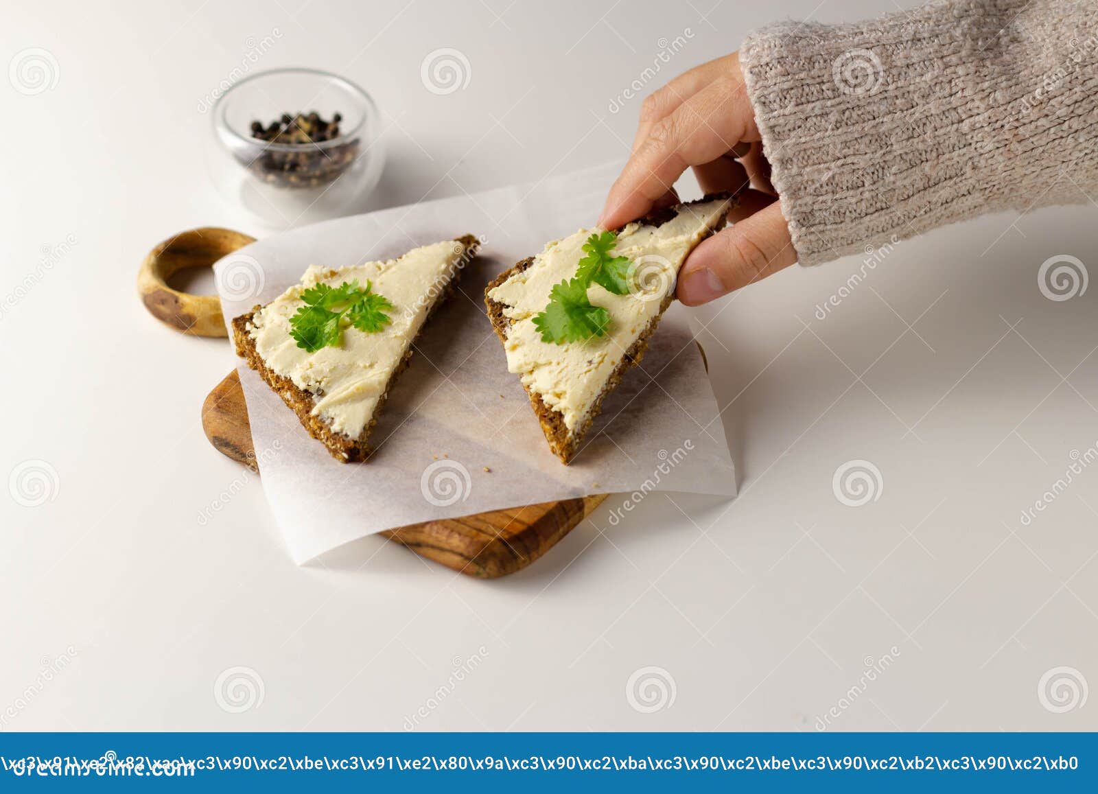 Chicken Pate on Pieces of Rye Bread with Parsley Stock Photo - Image of ...