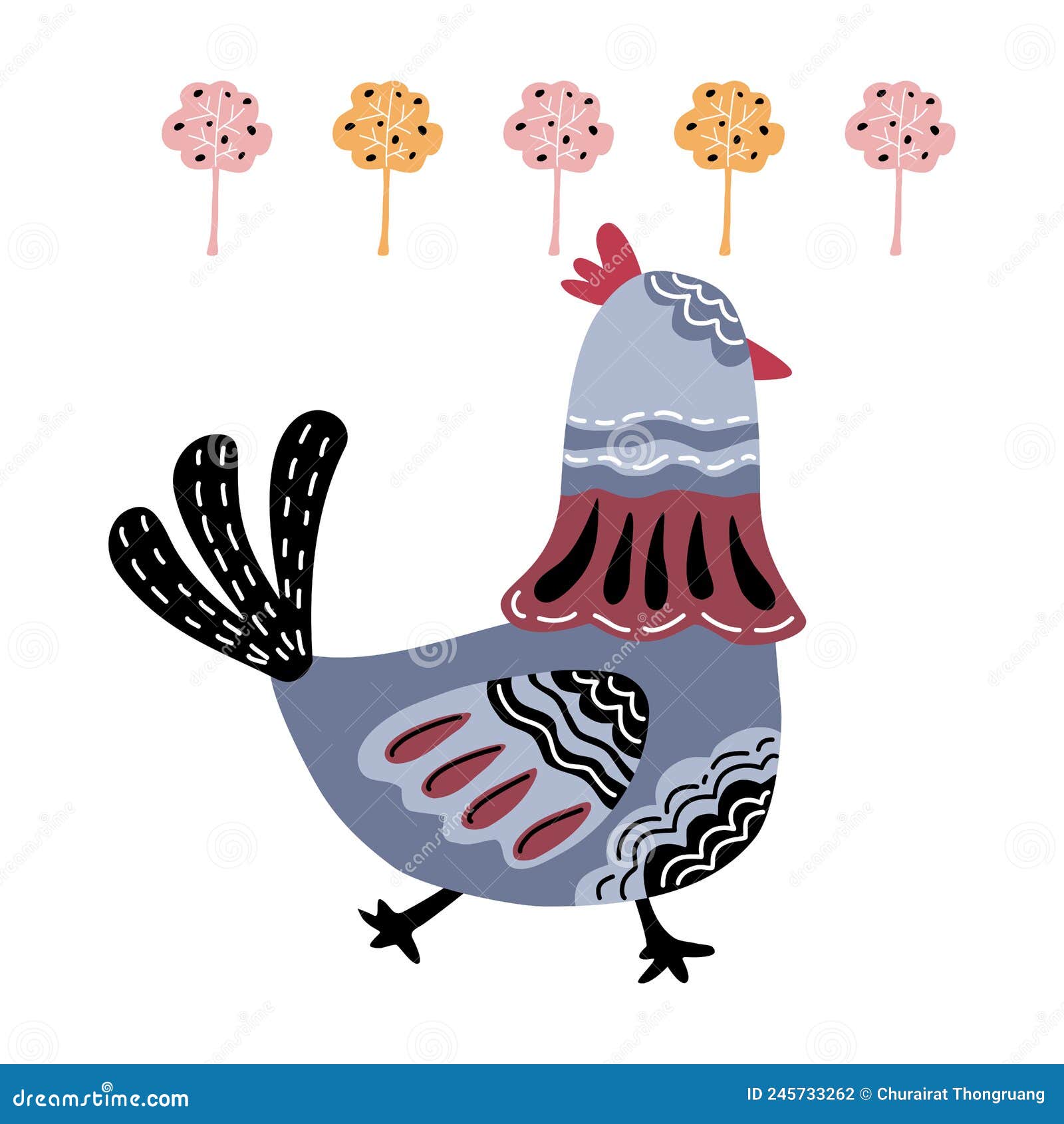 Chicken Pattern Design Collection in Doodle Style Stock Vector ...