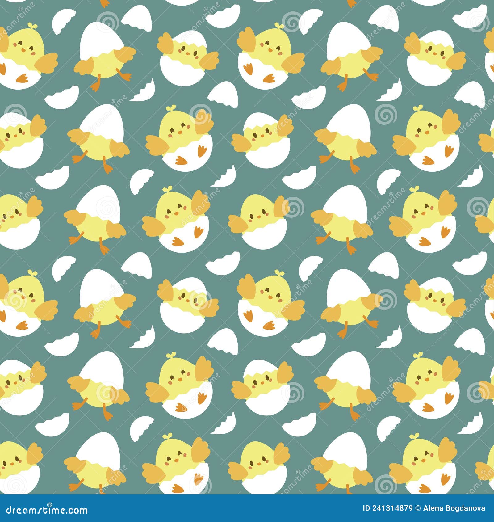Seamless Pattern with the Image of Newborn Chickens in an Eggshell ...