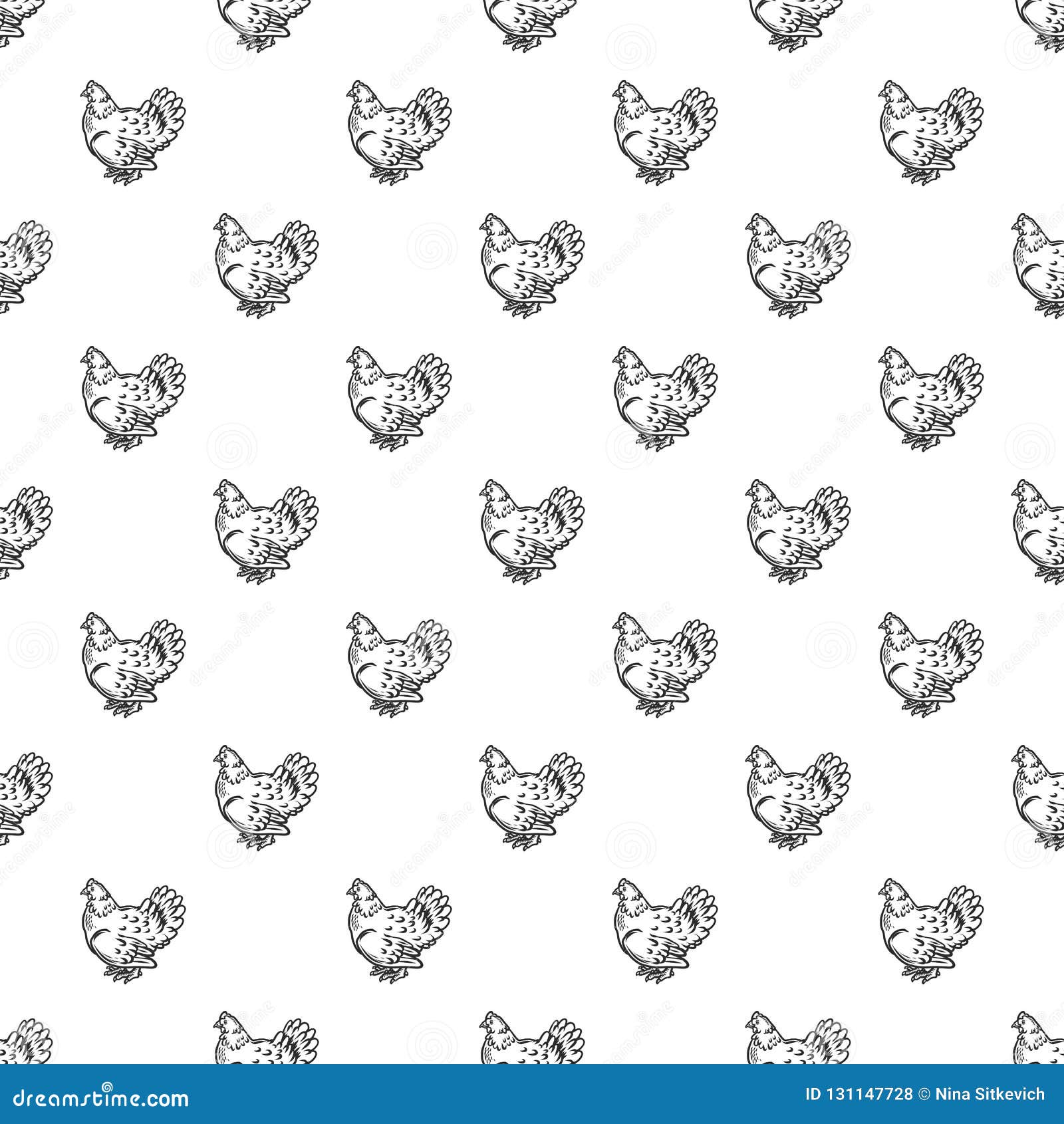 Chicken pattern seamless stock vector. Illustration of action - 131147728