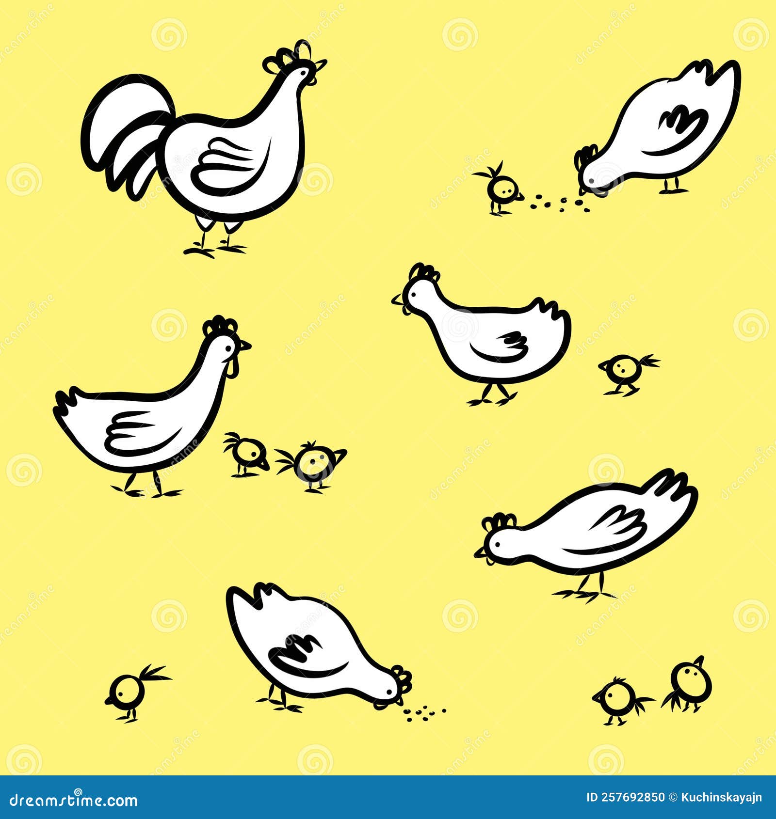 Chicken Pattern on Yellow Background Stock Illustration - Illustration ...