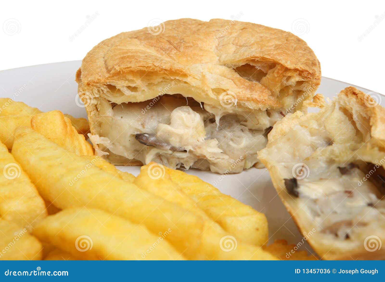 Chicken Pie & Chips stock photo. Image of side, snack - 13457036