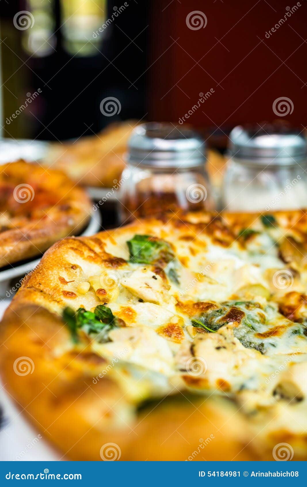 Chicken pine nut pizza stock image. Image of food, ethnic - 54184981