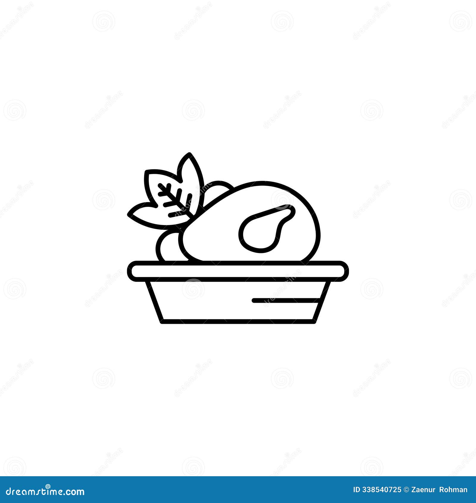 Chicken on plate icon stock vector. Illustration of calligraphy - 338540725