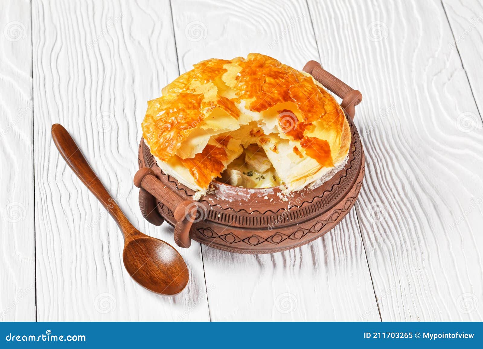 Chicken Pot Pie in a Rustic Clay Pot Stock Image - Image of homemade ...