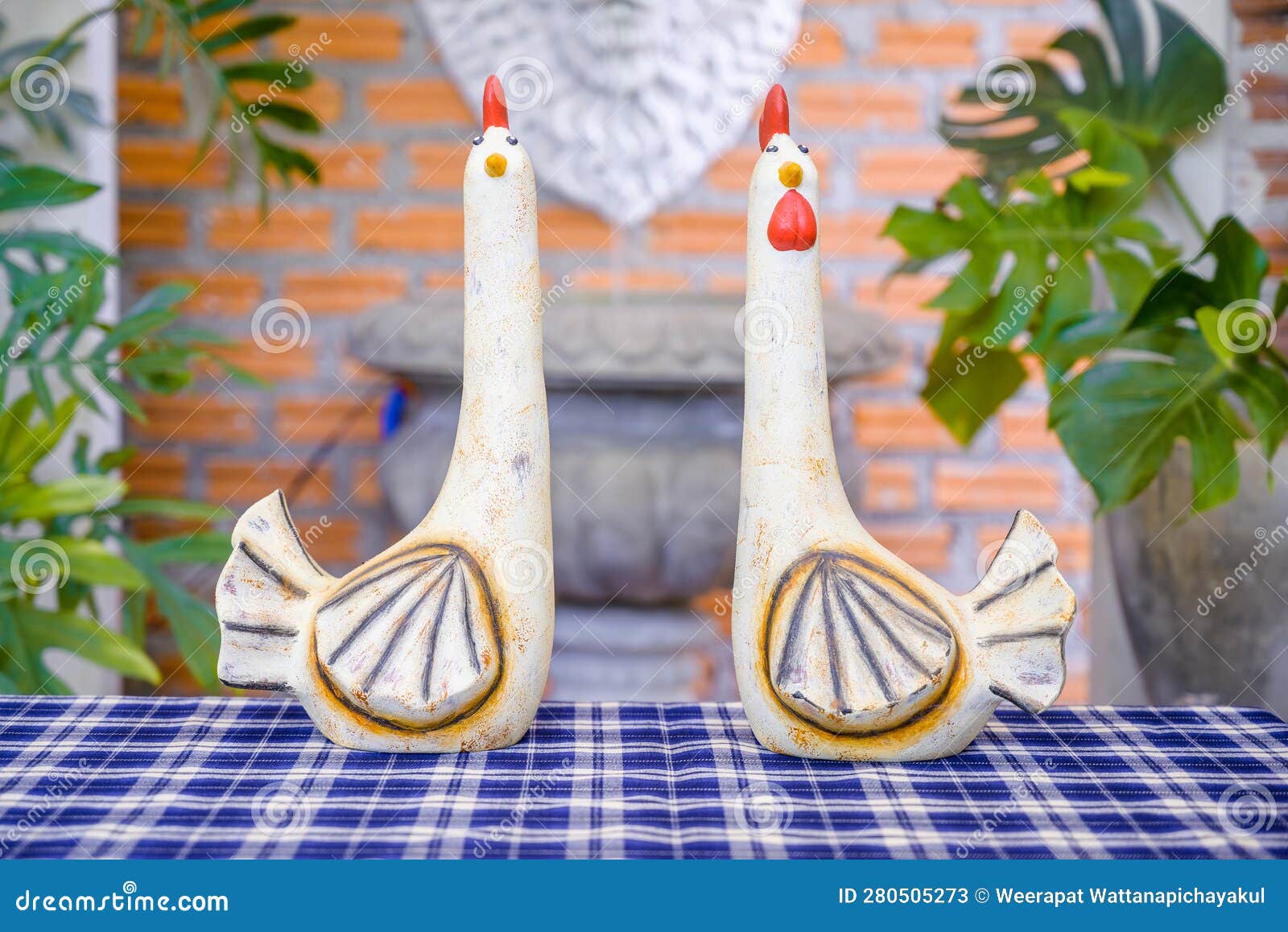 Rooster and Hen Ceramics, Decorated at Home Stock Image - Image of ...