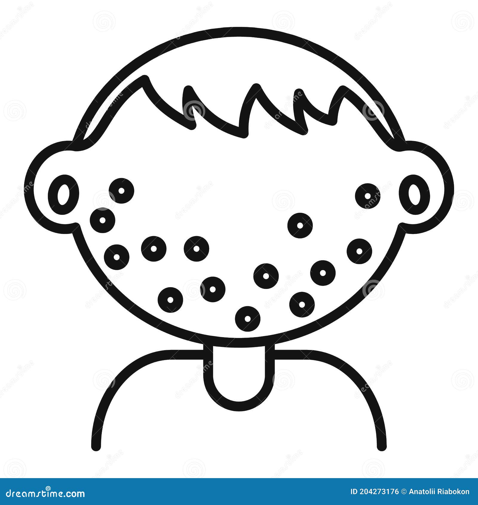 Chicken Pox Kid Boy Icon, Outline Style Stock Vector - Illustration of ...