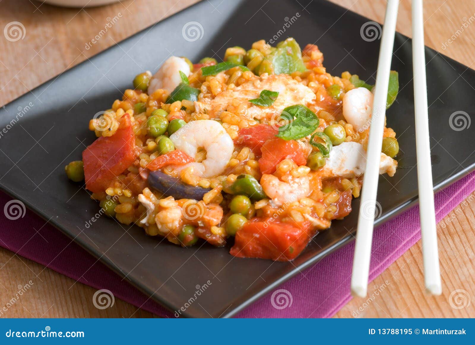 Chicken and prawn paella stock image. Image of risotto - 13788195