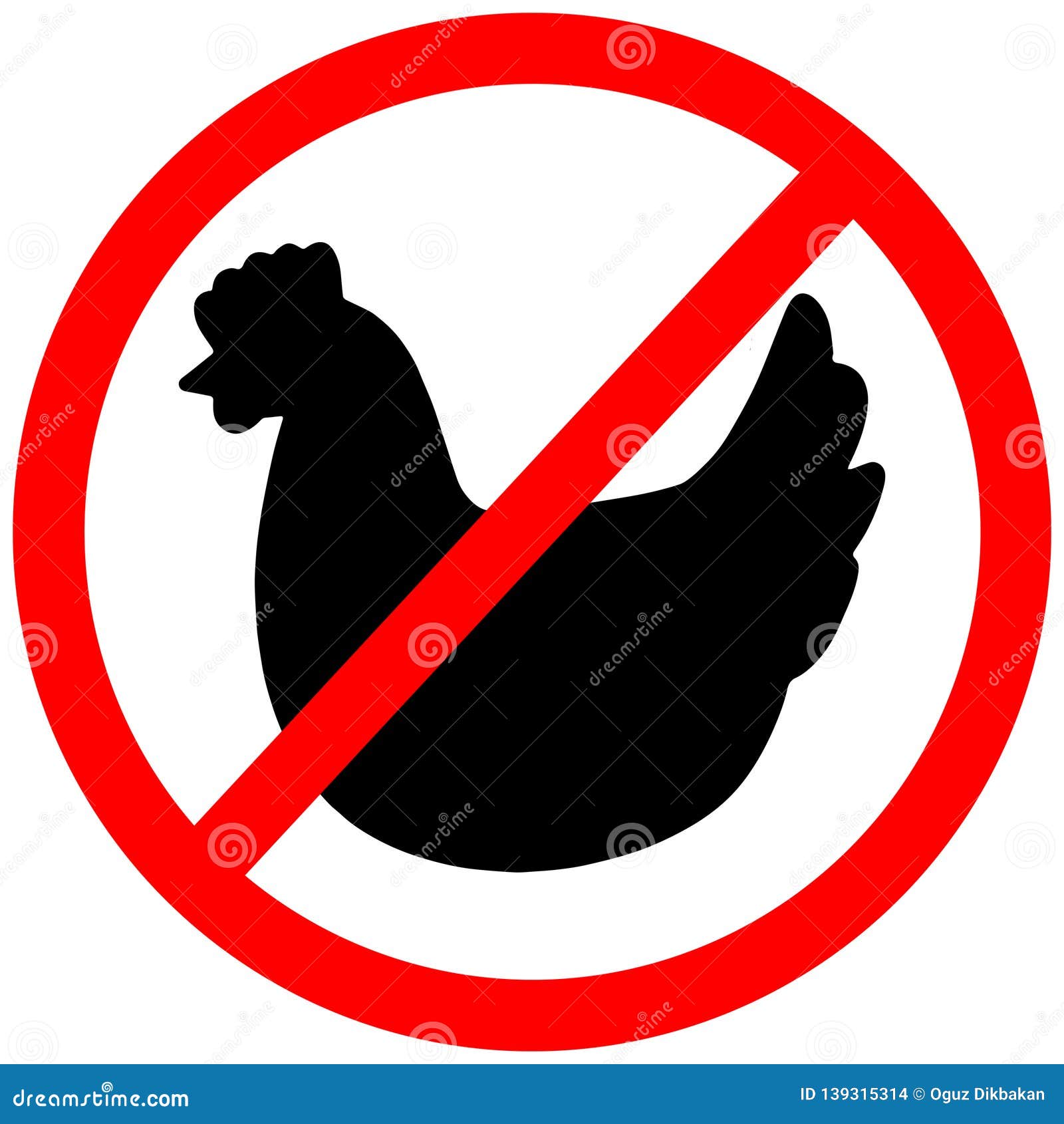 Chicken Prohibition Warning Red Circular Caution Road Sign Stock ...