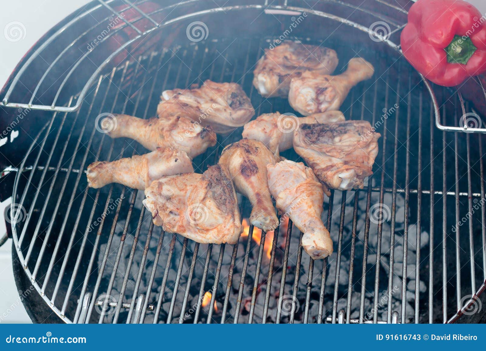 Chicken and Red Pepper Barbecue Stock Image - Image of crispy, garlic ...