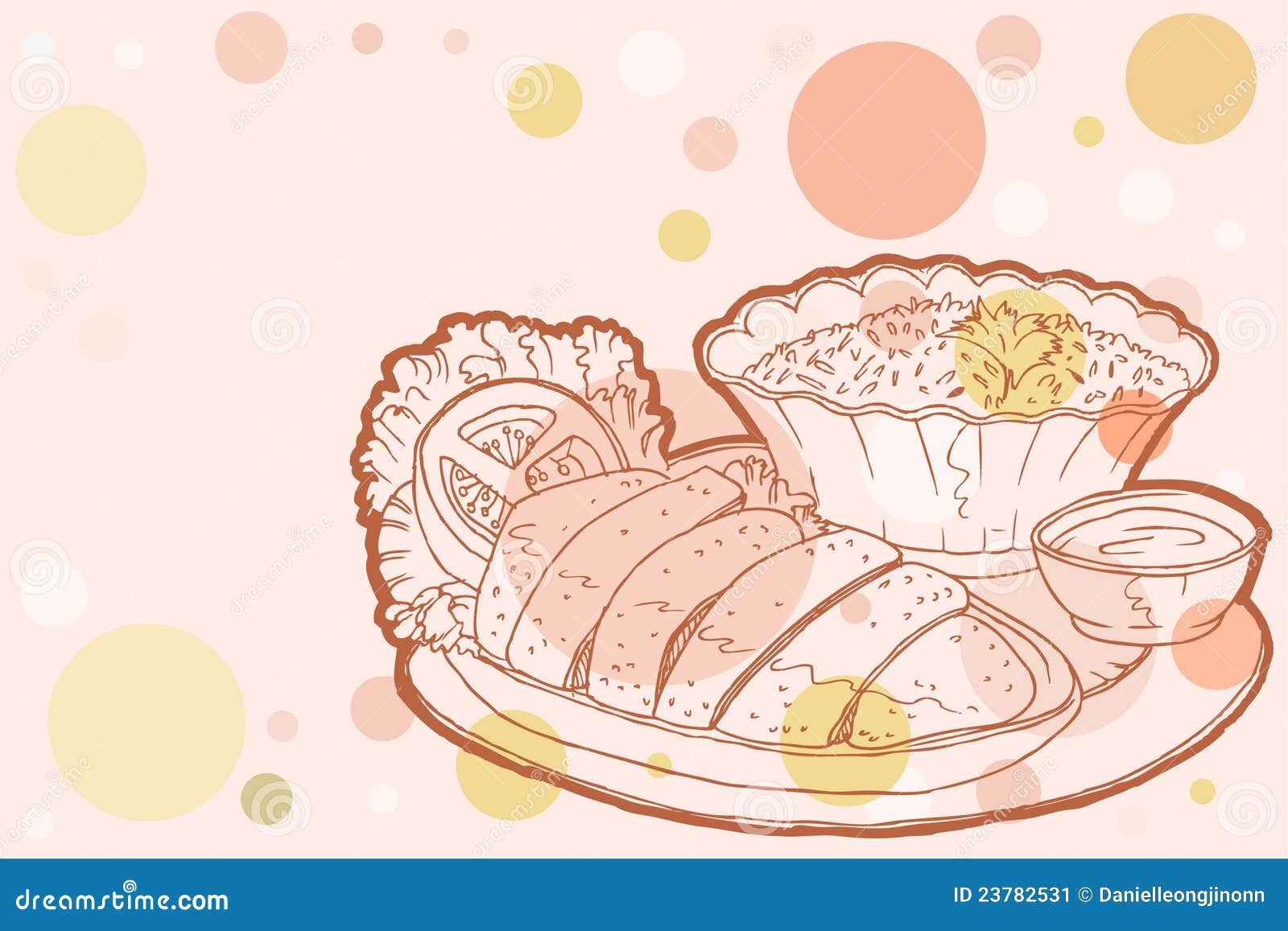 Chicken rice stock vector. Illustration of chicken, chinese - 23782531