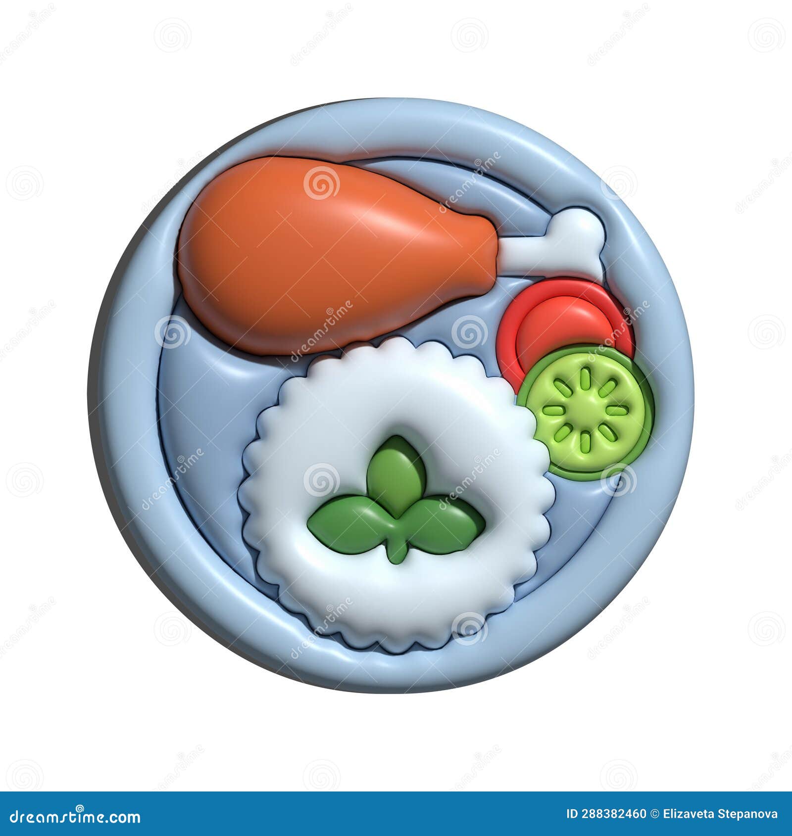 Chicken with rice stock vector. Illustration of button - 288382460