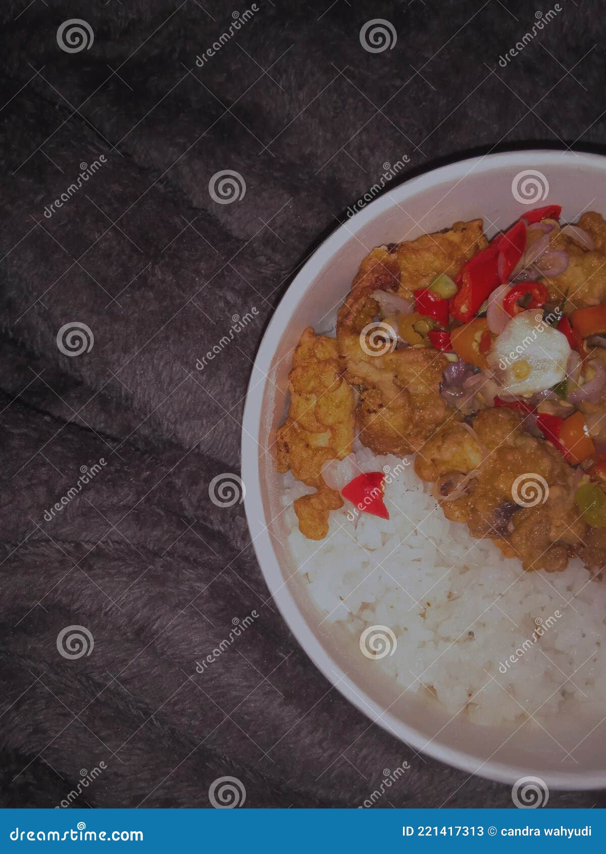 Chicken Rice Bowl Sambal Matah Stock Image - Image of lunch, meat ...