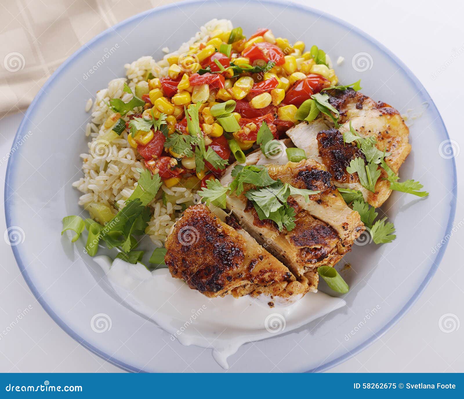 Chicken with Rice and Vegetables Stock Image - Image of grilled, tomato ...