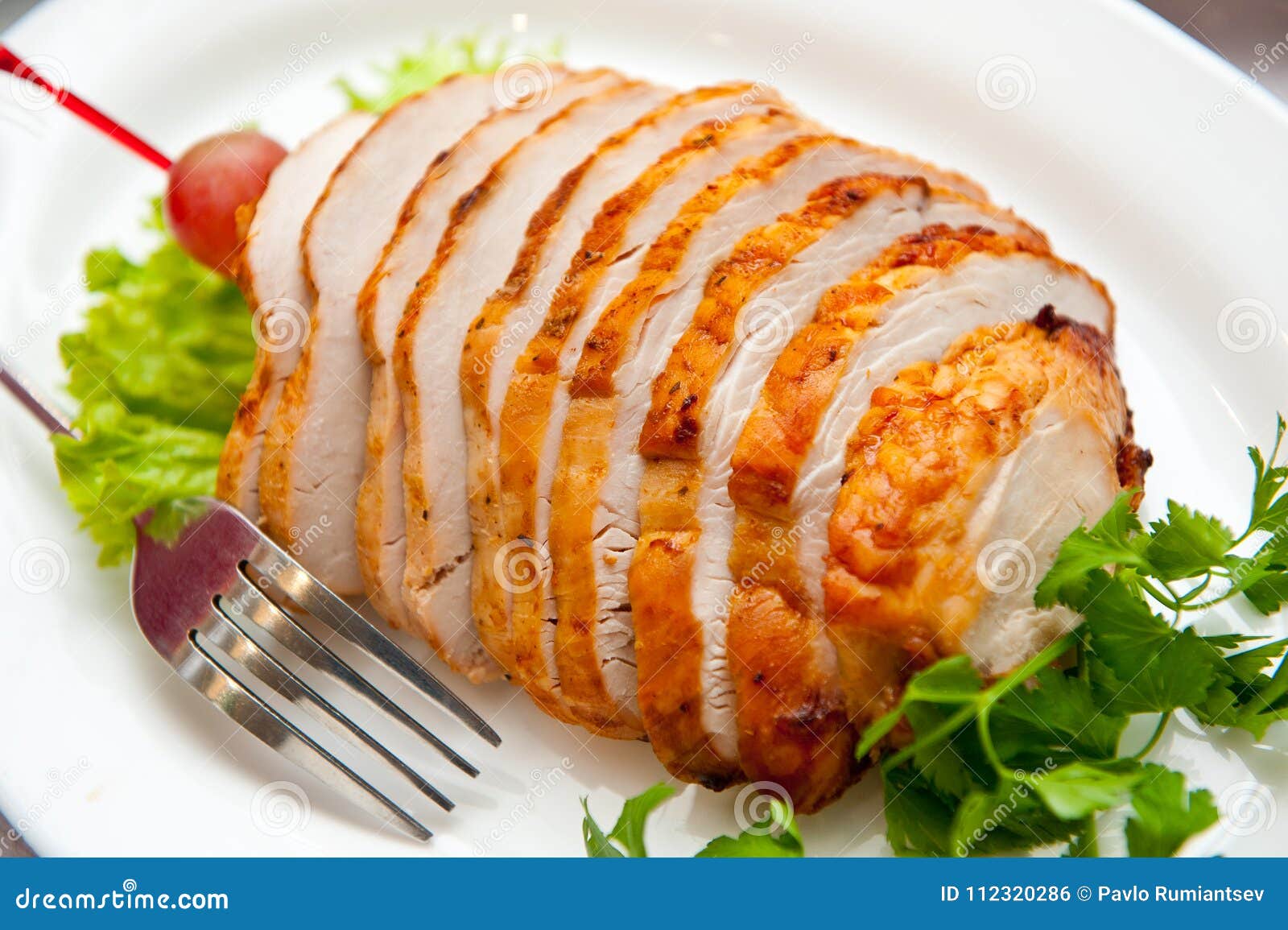 Chicken Roll, Beautifully Sliced on a Plate Stock Photo - Image of ...