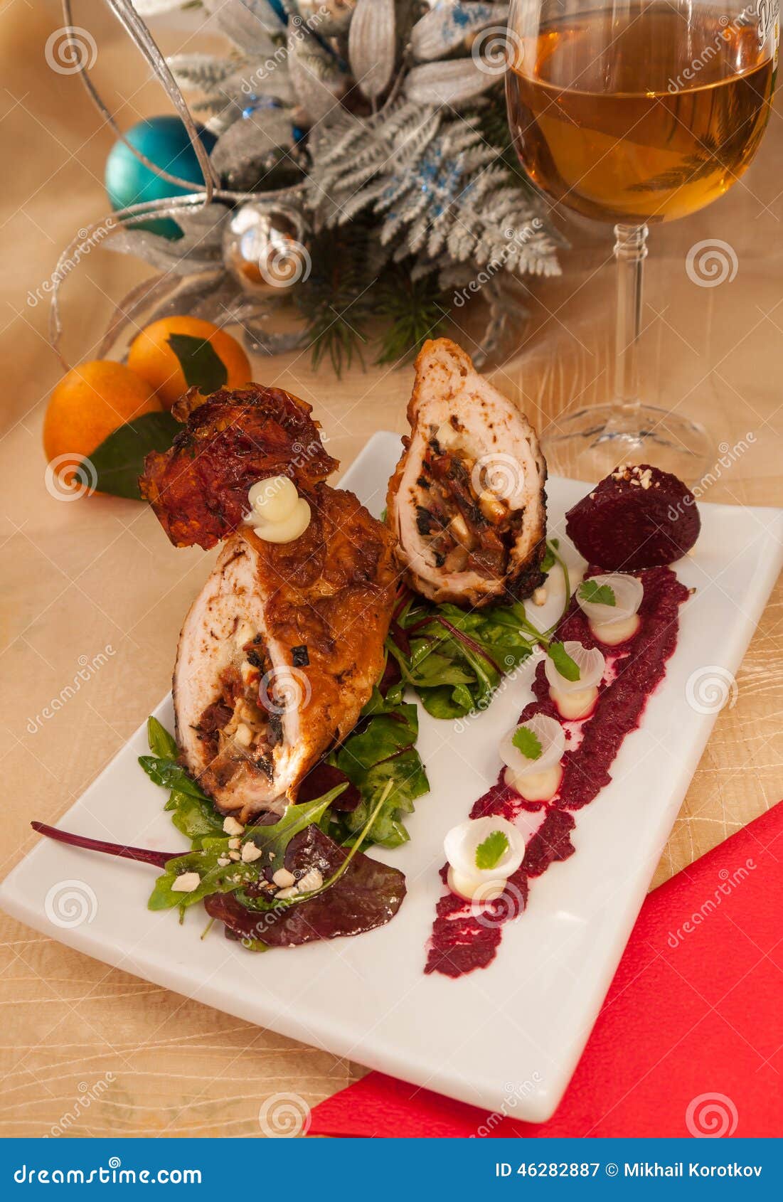 Chicken roll Christmas stock image. Image of prepared - 46282887
