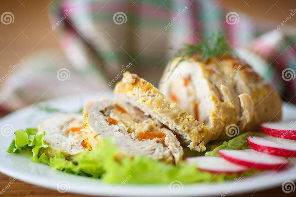 Chicken roll meat stock image. Image of herb, cooking - 40160205