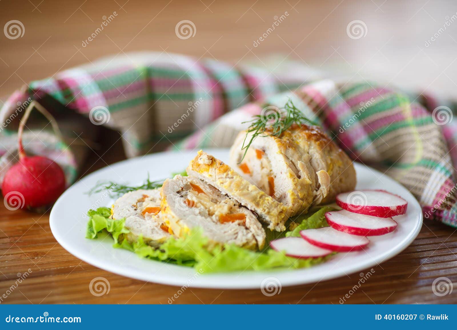 Chicken roll meat stock image. Image of cutting, pepper - 40160207
