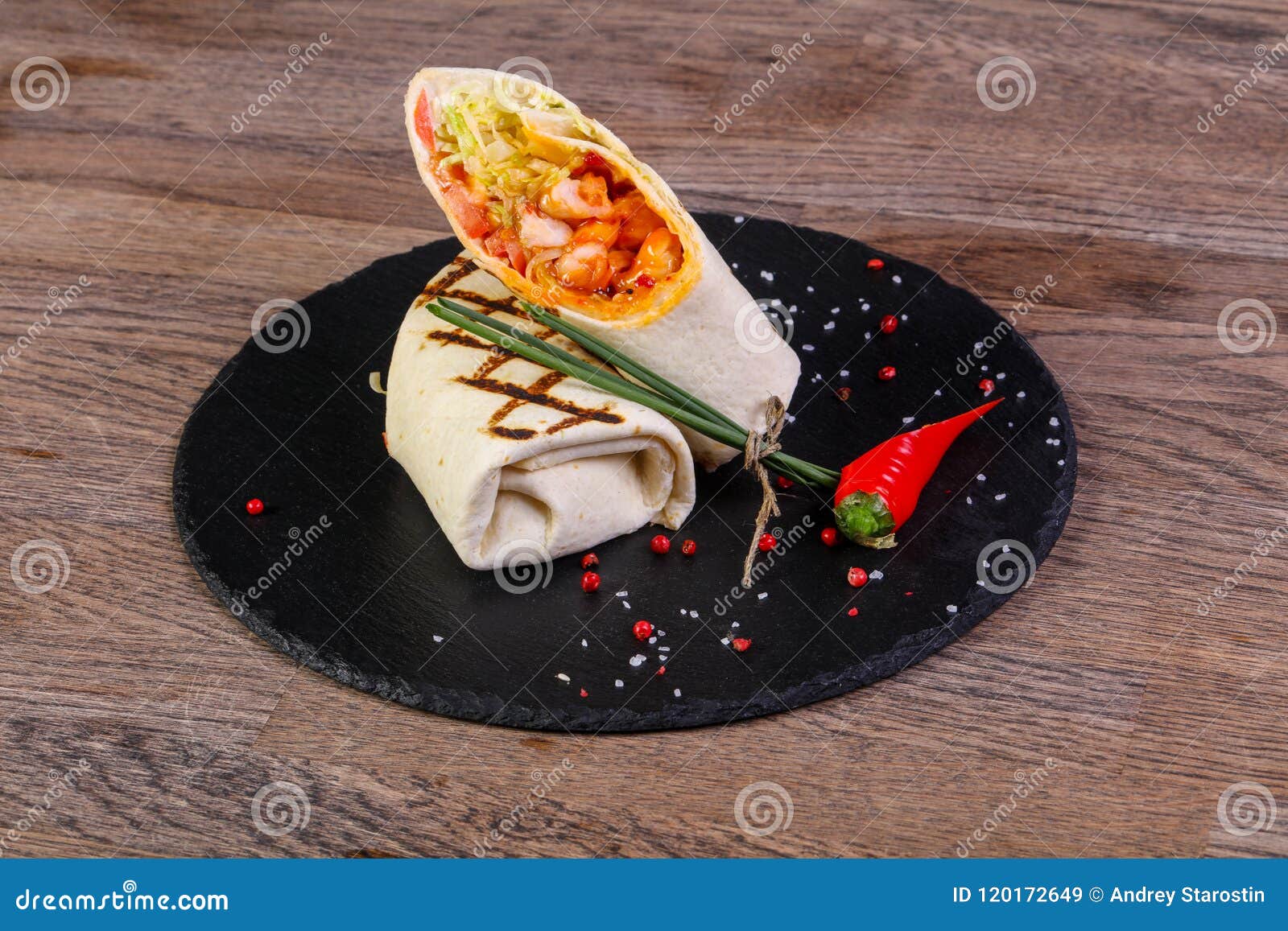 Chicken roll with tortilla stock image. Image of bread - 120172649