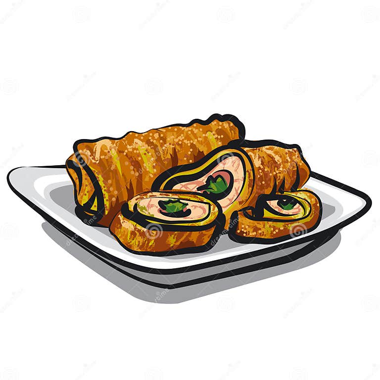 Chicken rolls stock illustration. Illustration of poultry - 54931609