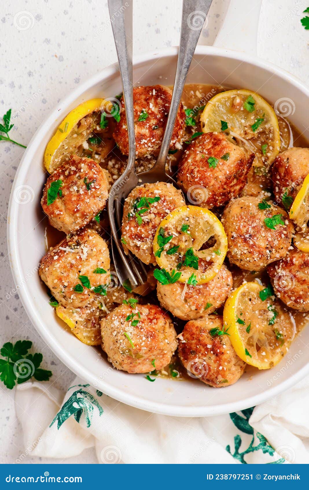 Chicken Romano Meatballs on the Skillet Stock Image - Image of lunch ...