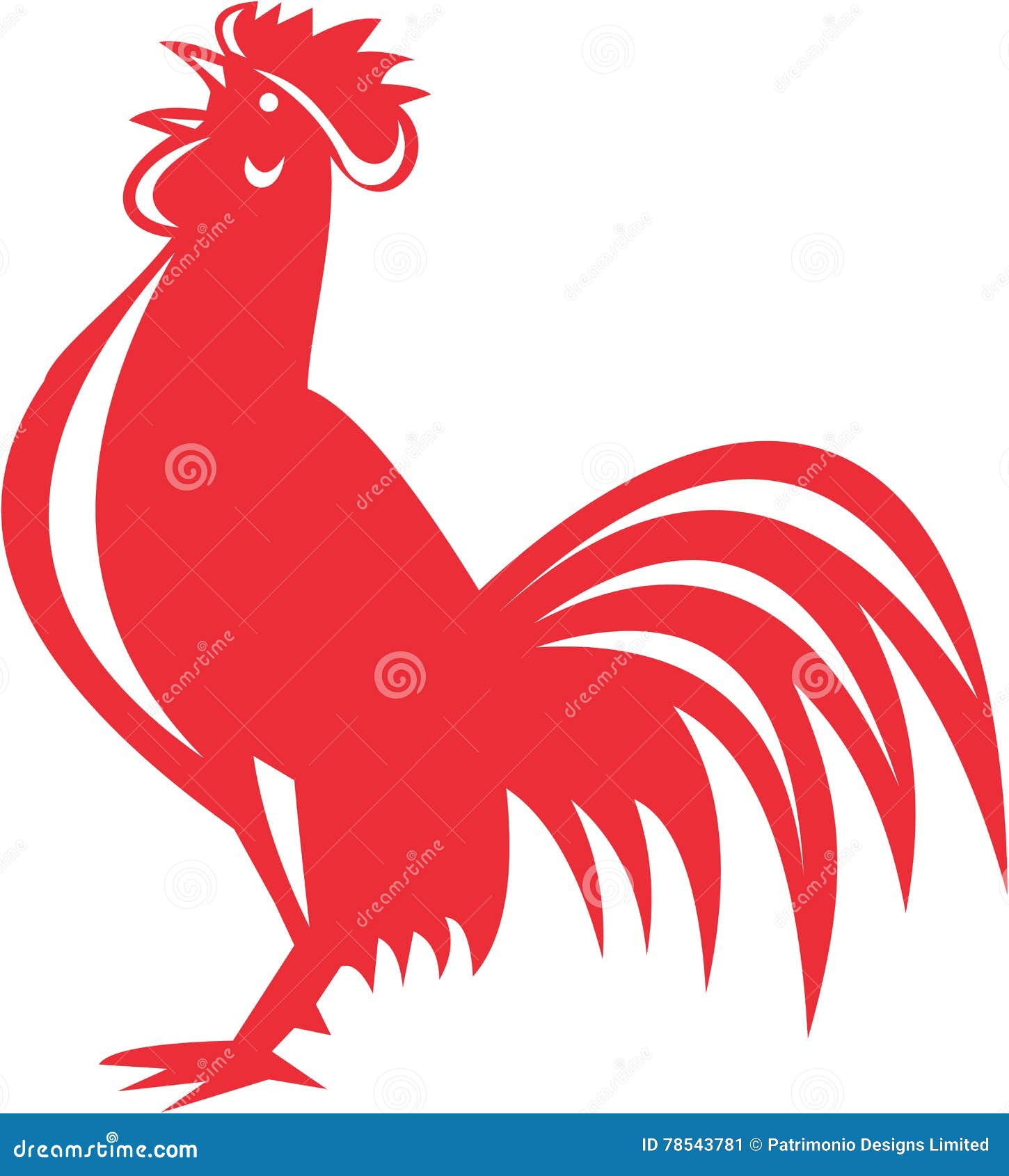 Rooster Crowing Hand Drawn Illustration. Cartoon Style | CartoonDealer ...