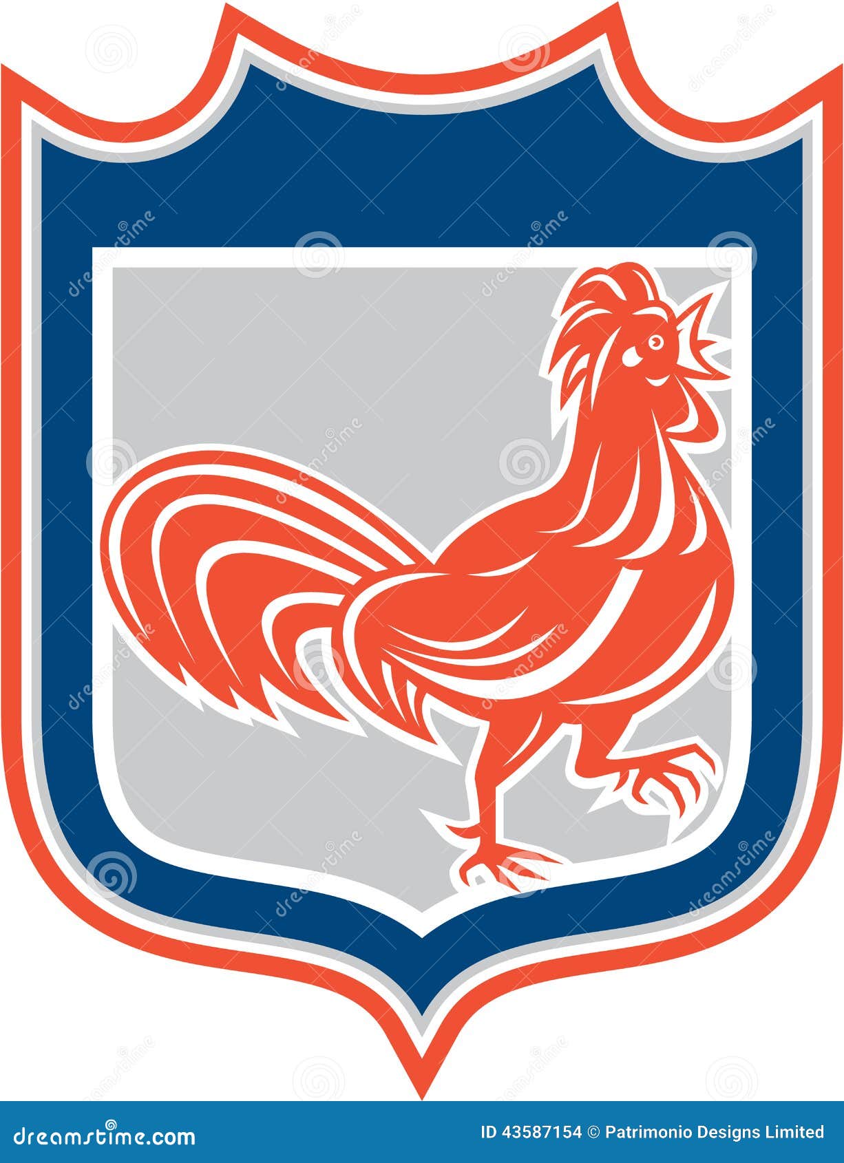 Chicken Rooster Leg Up Walking Shield Retro Stock Illustration ...