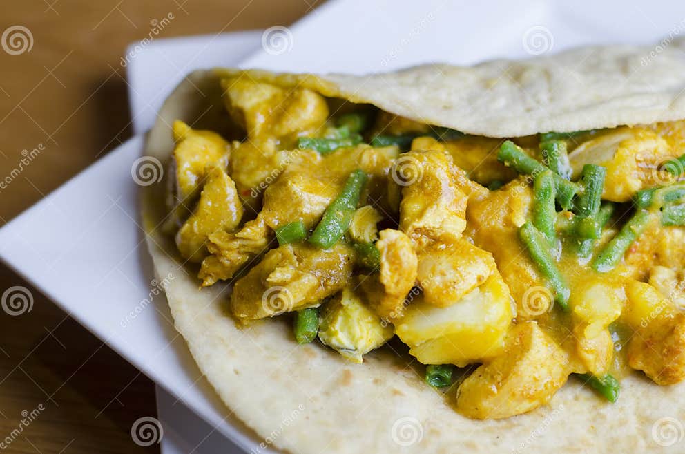 Chicken roti stock image. Image of food, roti, naan, curry - 22063149