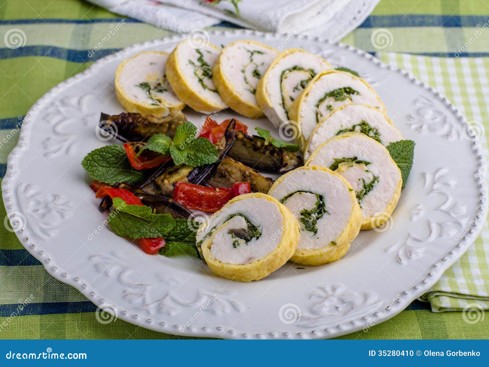 Chicken roulade stock photo. Image of cheese, food, plate - 35280410