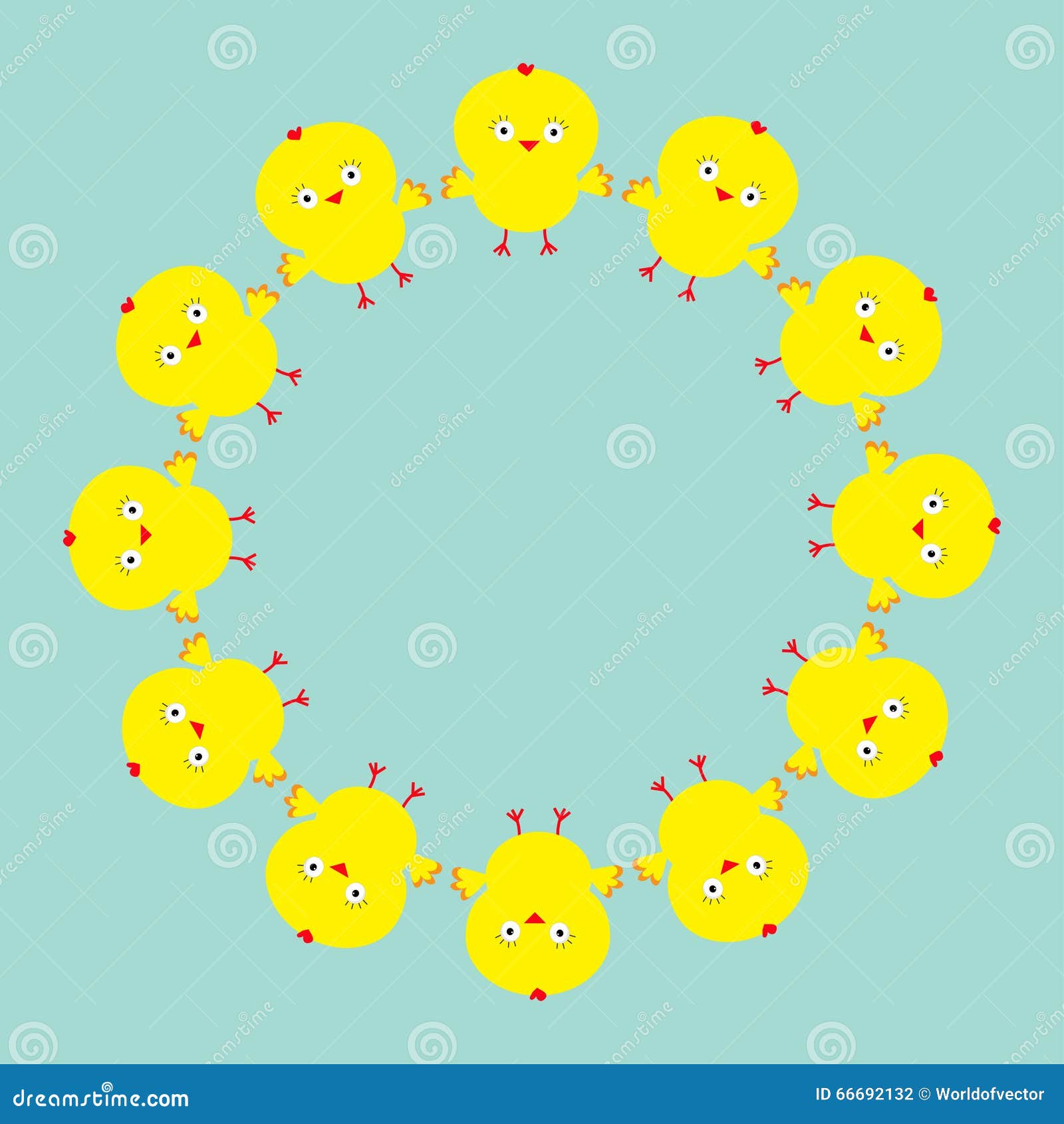 Chicken Round Frame. Baby Background. Flat Design Stock Vector ...