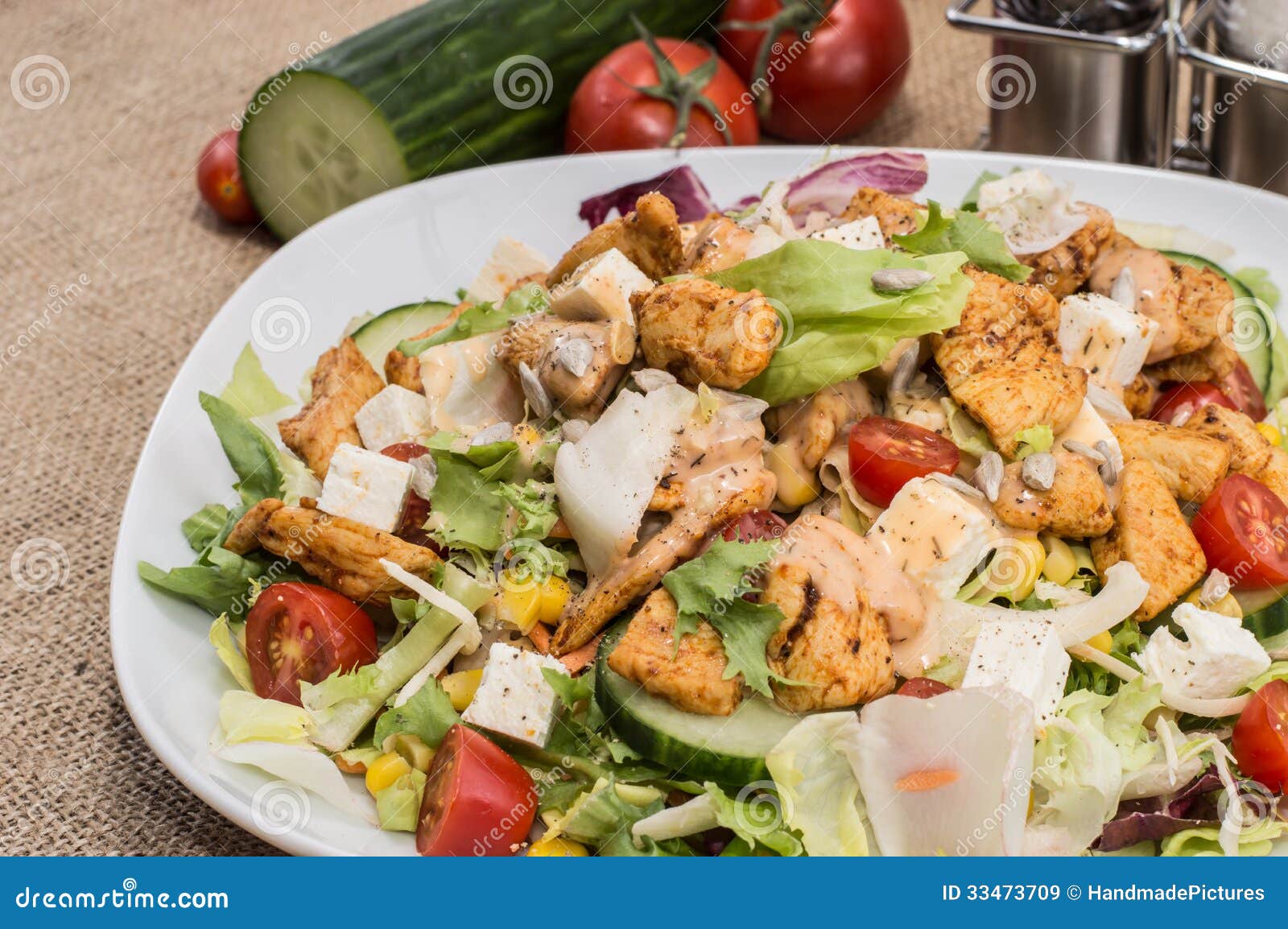 Chicken Salad on Rustic Background Stock Image - Image of cuisine ...